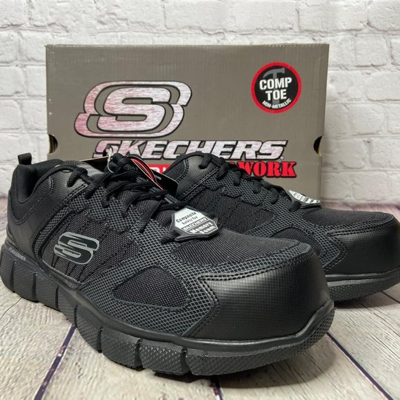 Skechers | Shoes | Skechers Mens Telfin Black Work Shoe | Poshmark